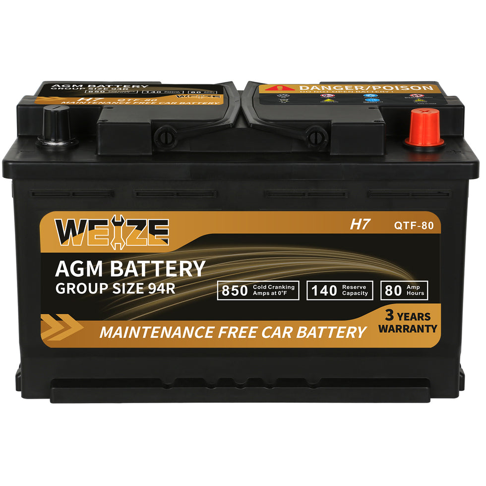 Car Battery WEIZE Platinum AGM, 12V 70Ah Group 48 H6 | Top Choice
