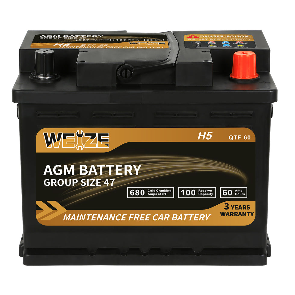 Car Battery WEIZE Platinum AGM, 12V 70Ah Group 48 H6 | Top Choice