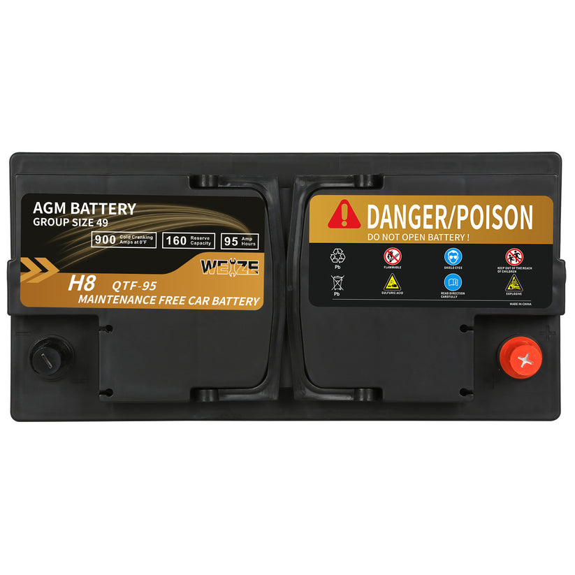 WEIZE Platinum AGM Car Battery BCI Group 49 - 12V 95Ah H8
