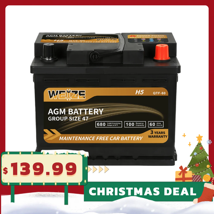 High-Performance Car Battery - WEIZE Platinum AGM 12V 70Ah 710CCA