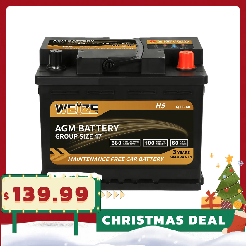 Car Battery WEIZE Platinum AGM, 12V 70Ah Group 48 H6 | Top Choice