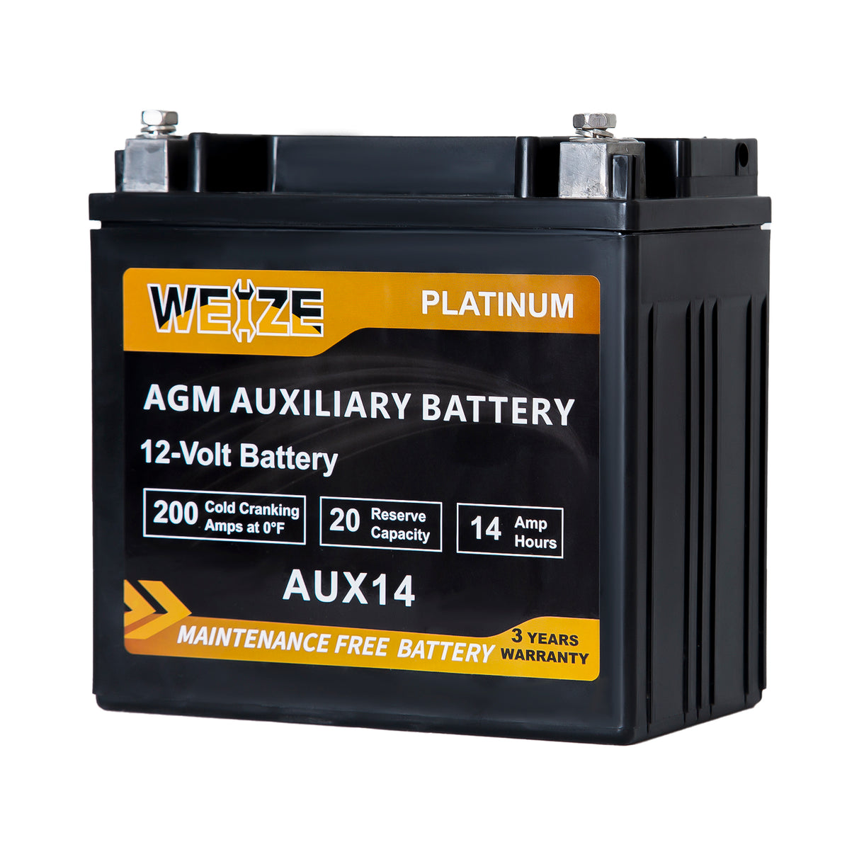 High-Performance Auxiliary Battery - WEIZE Platinum AGM 12V 14Ah 400CCA