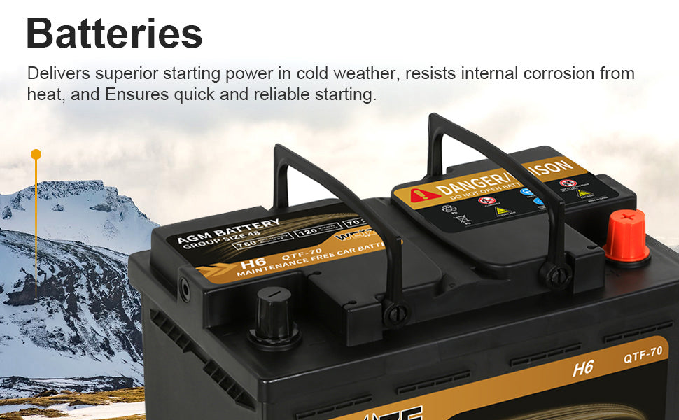 Car Battery WEIZE Platinum AGM, 12V 70Ah Group 48 H6 | Top Choice