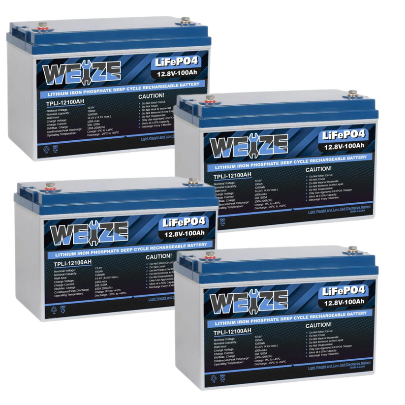 WEIZE LiFePO4 Lithium Battery 12V 100Ah丨BMS 8000+ Deep Cycles