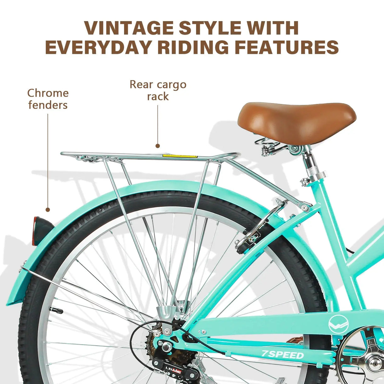 WEIZE Beach Cruiser Bike, 26 inch Commuter Bicycle for Adults