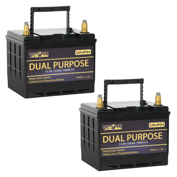 WEIZE 12V 105AH Dual Purpose LiFePO4 Lithium Battery