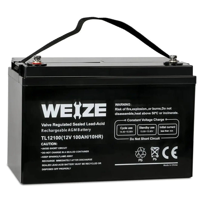 LiFePO4 Lithium Battery - WEIZE 12V 100Ah 1280Wh, Group 24