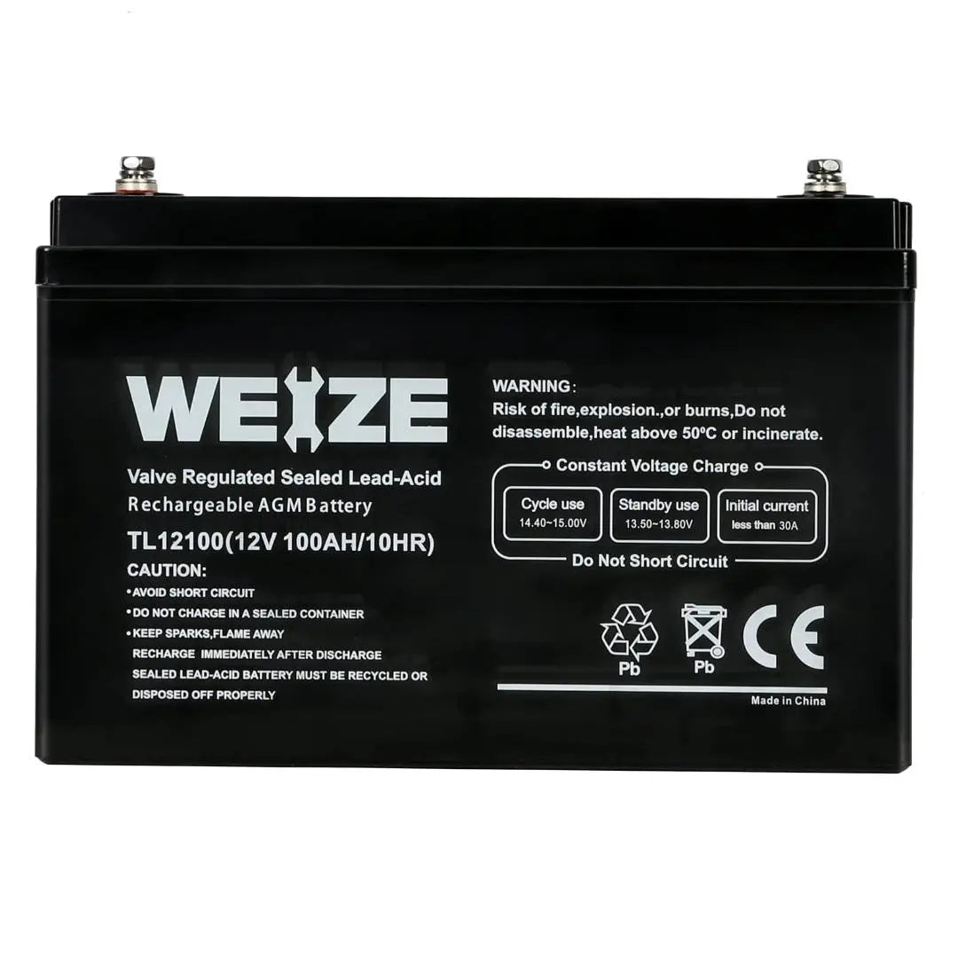 AGM Battery: WEIZE 12V 100Ah Deep Cycle Group Size 31 SLA Battery