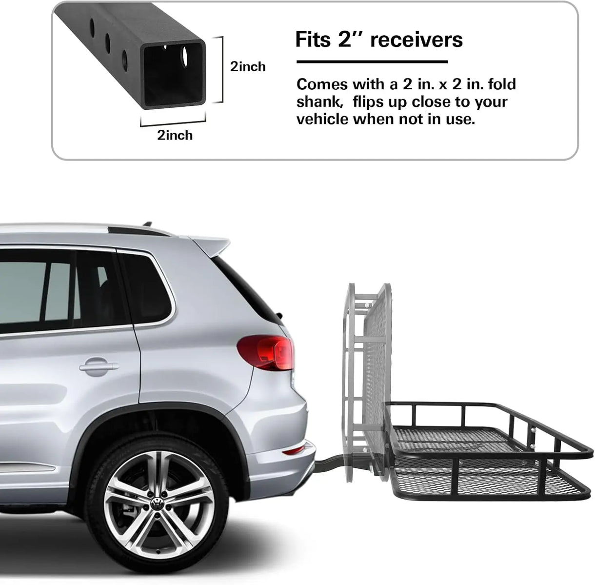 WEIZE Folding Hitch Mount Cargo Carrier 60" x 20" x 6", 500 lbs Capaci