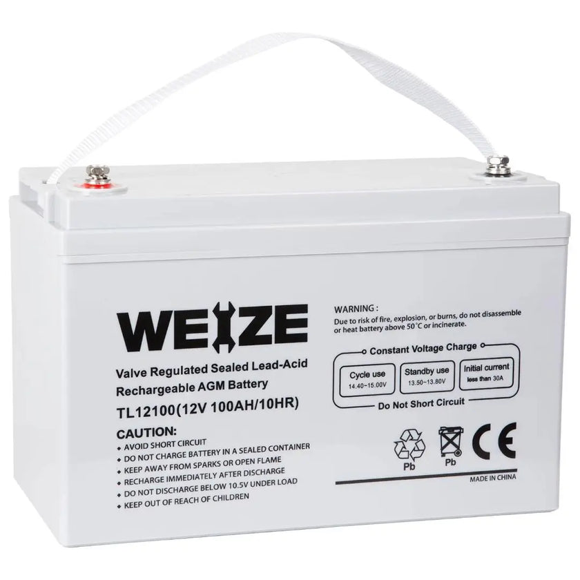 LiFePO4 Lithium Battery - WEIZE 12V 100Ah 1280Wh, Group 24