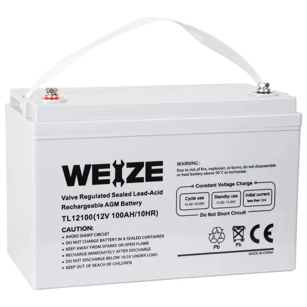AGM Battery: WEIZE 12V 100Ah Deep Cycle Group Size 31 SLA Battery