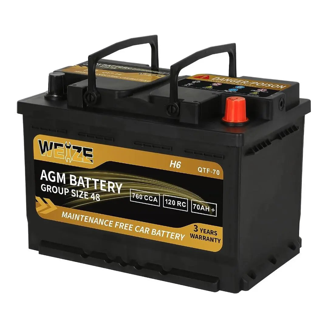 Car Battery WEIZE Platinum AGM, 12V 70Ah Group 48 H6 | Top Choice