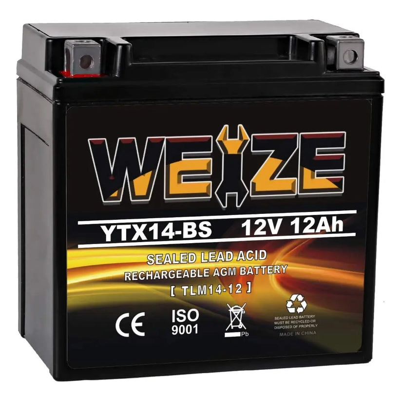 Motorcycle Battery: Weize YTX14-BS 12V 12Ah | High Performance – WEIZE